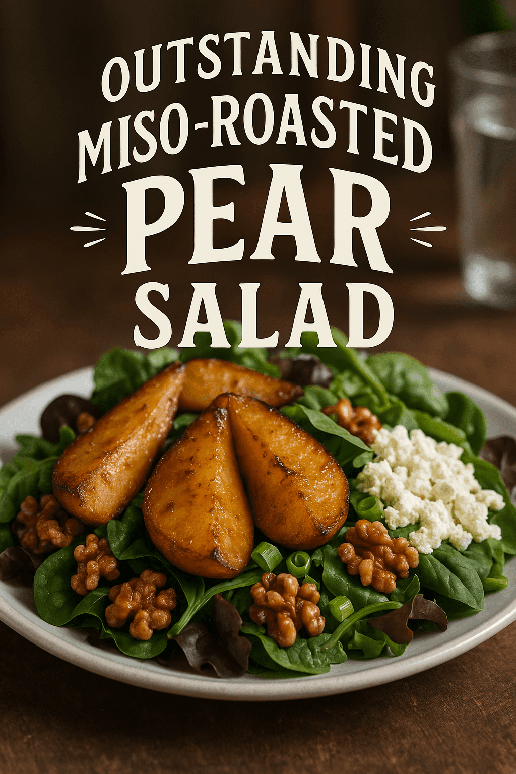 Miso-Roasted Pear Salad with Maple Walnuts - Forks & Figs